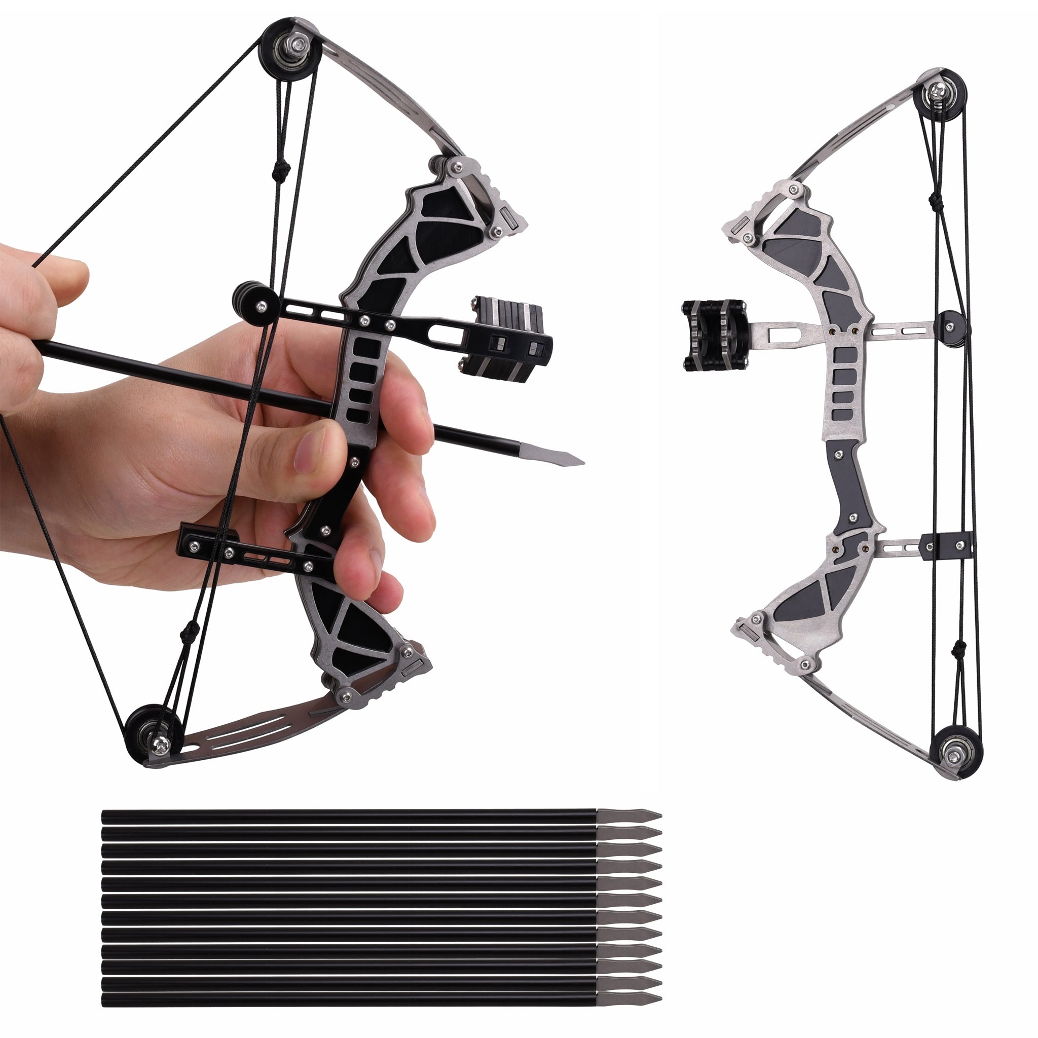9.5 6 Mini Palm Compound Bow Arrows Set Archery Right Hand Bow Entertainment Fun