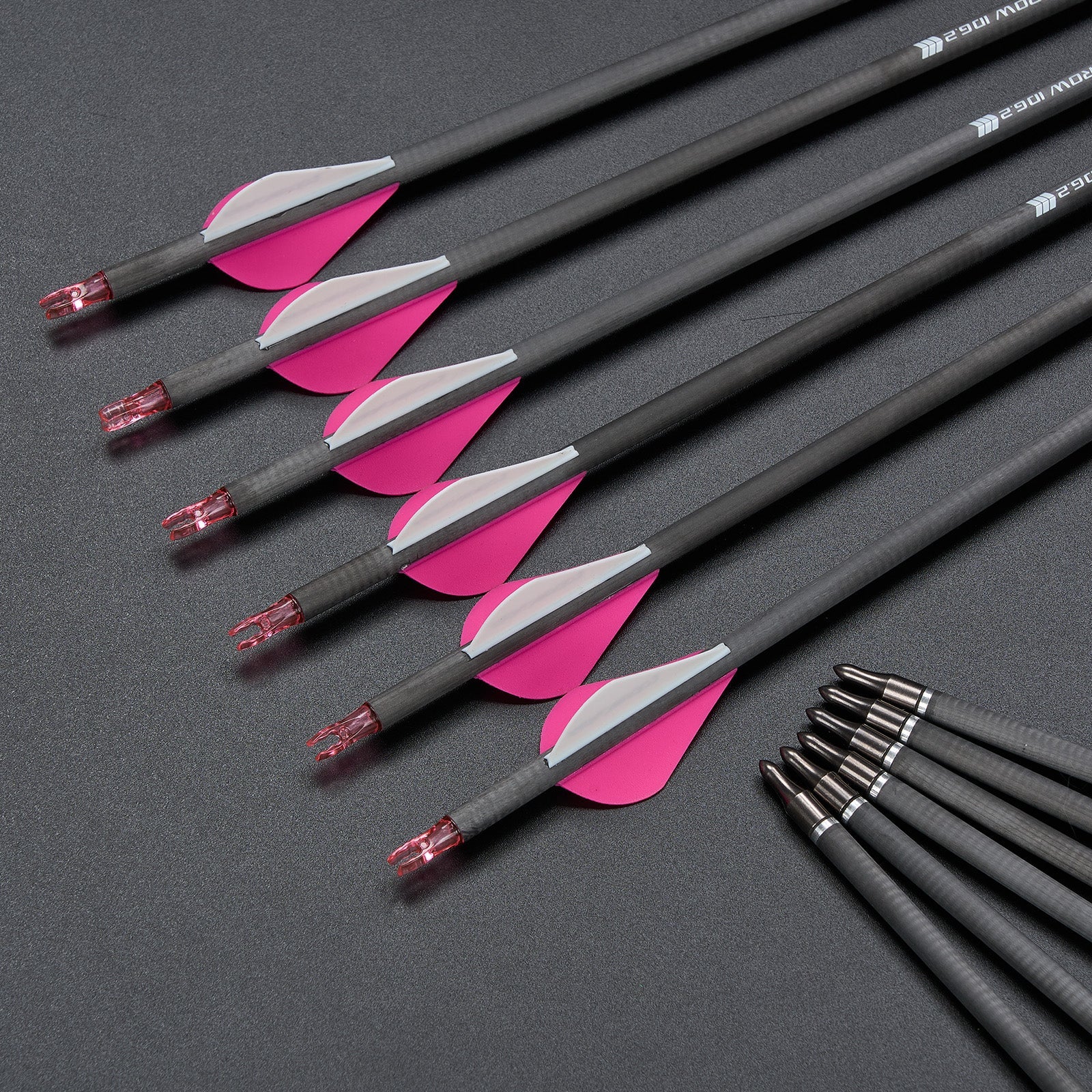 12x 31.5" ID 6.2mm Spine 300/350/400 Fletched Pure Carbon Archery Arro ...