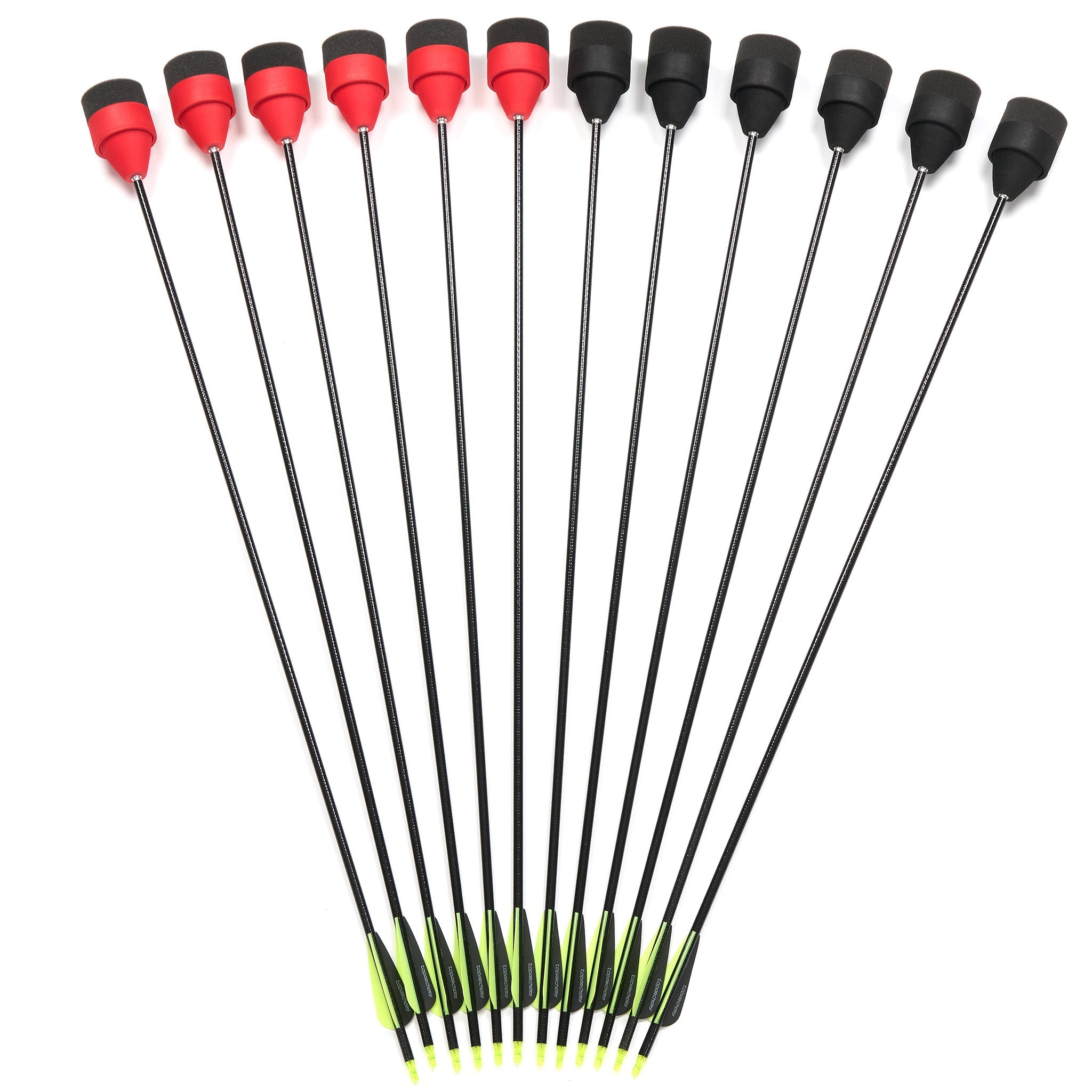 12x 31" Fletched Fiberglass Arrows 12x Red/Black Sponge Foam Arrowhead ...