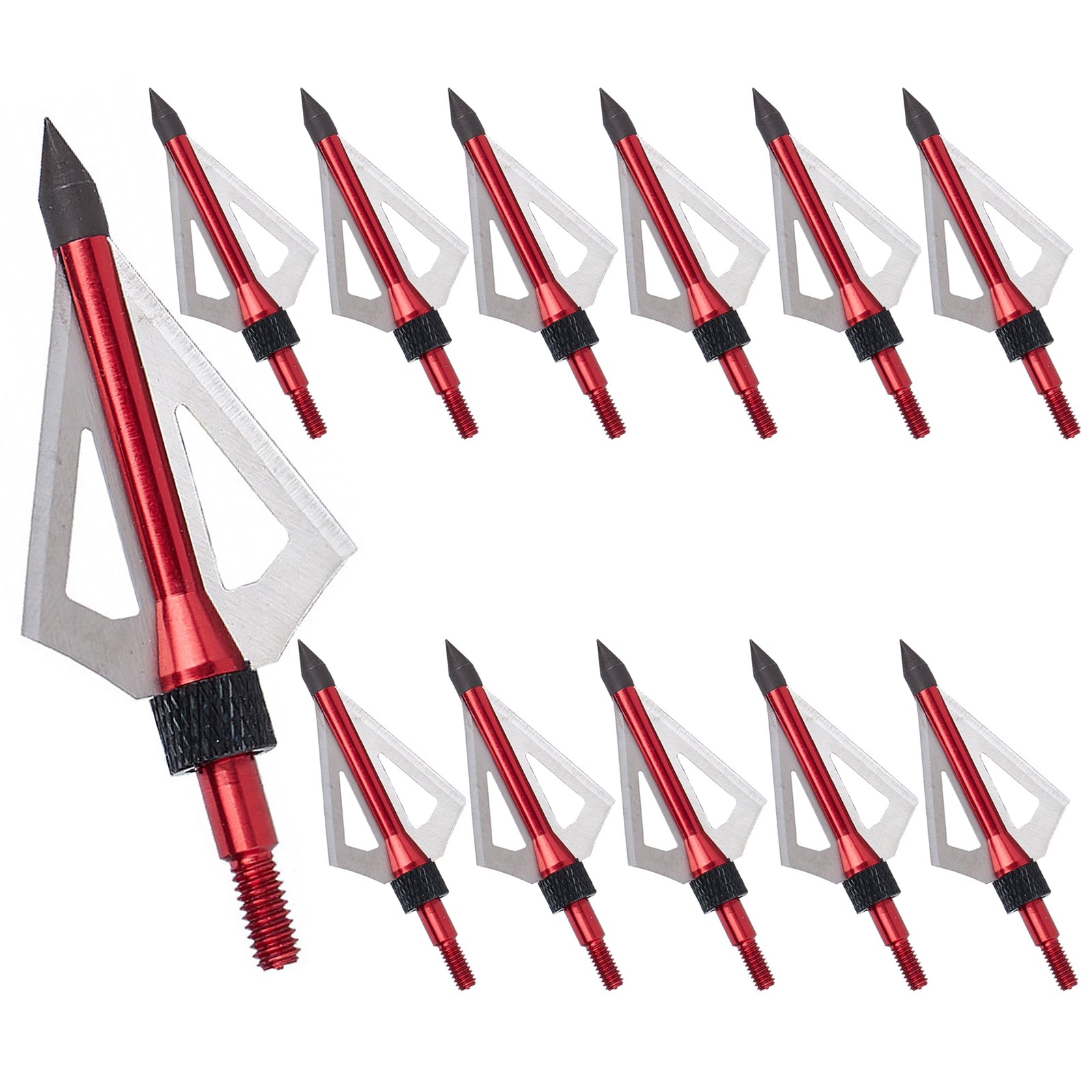 12x 100-grain Red/Silver Screw-in Broadheads – UK.HuntingDoor.com
