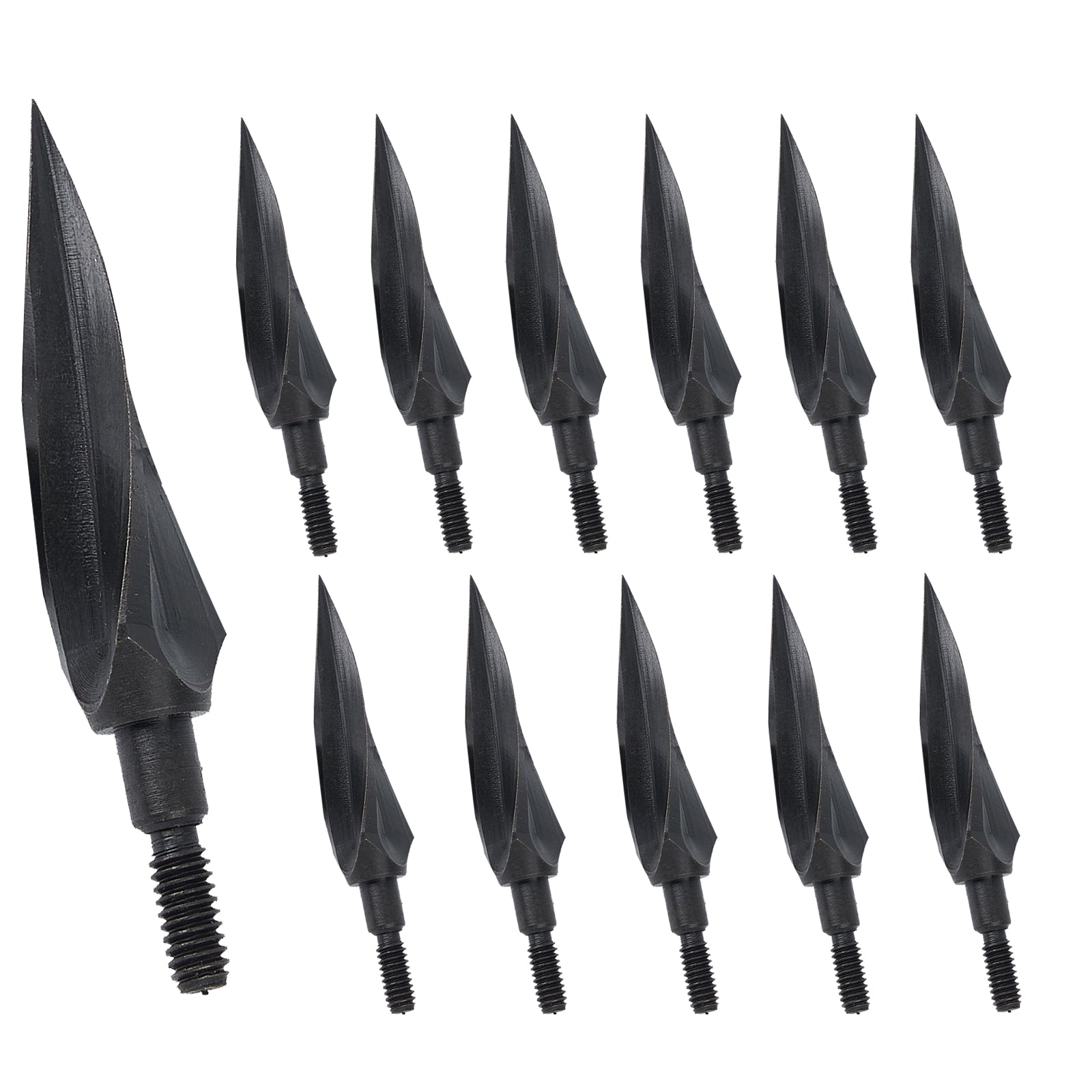 12x 125 Grain Spiral Archery Arrowheads Broadheads Carbon Steel Black ...