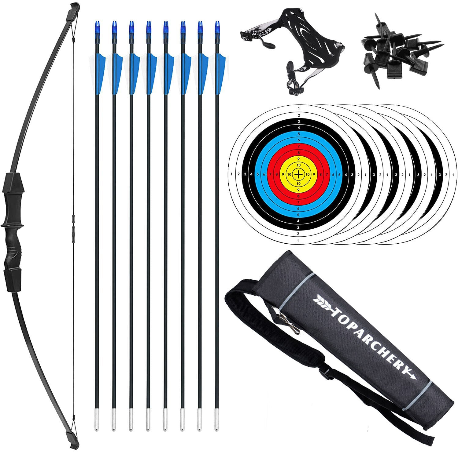 13-17lbs Archery Takedown Bow and 6x OD 6mm Arrows Set for Kids Teens ...