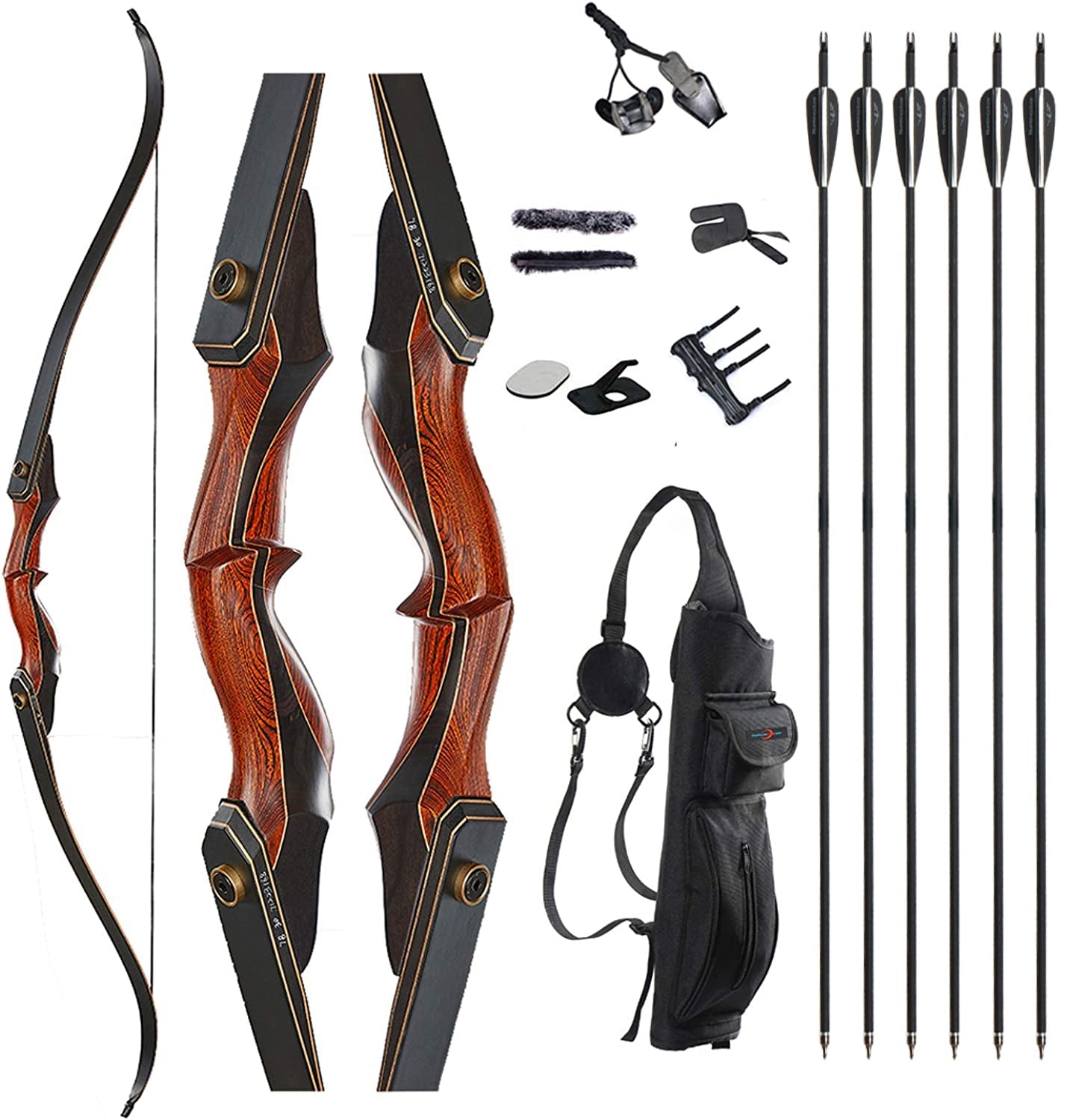 TopArchery Archery 60" Takedown Hunting Recurve Bow and 6 Arrows Set f ...