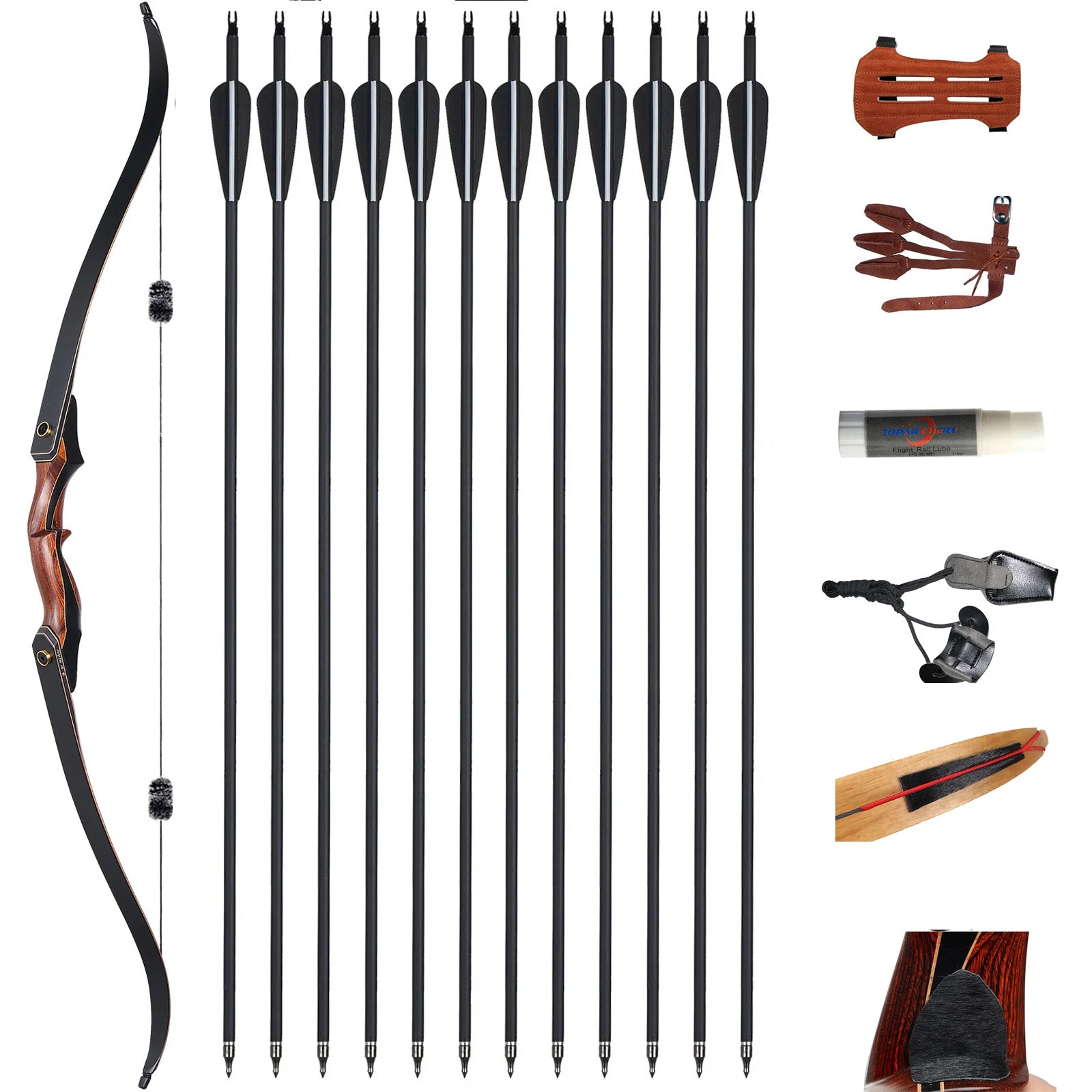 TopArchery 60" Laminated Red Riser Takedown Archery Recurve Bow 12x Ar ...
