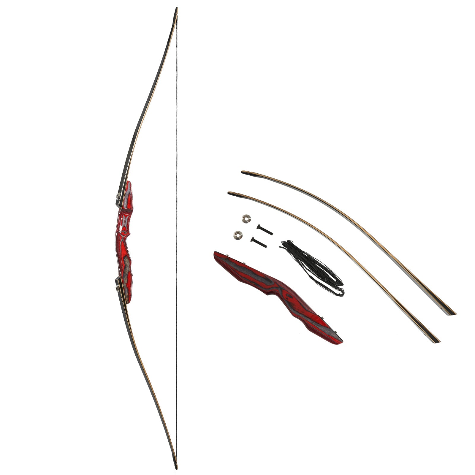 64" TopArchery Traditional Wood Takedown Longbow Recurve Bow Straight ...