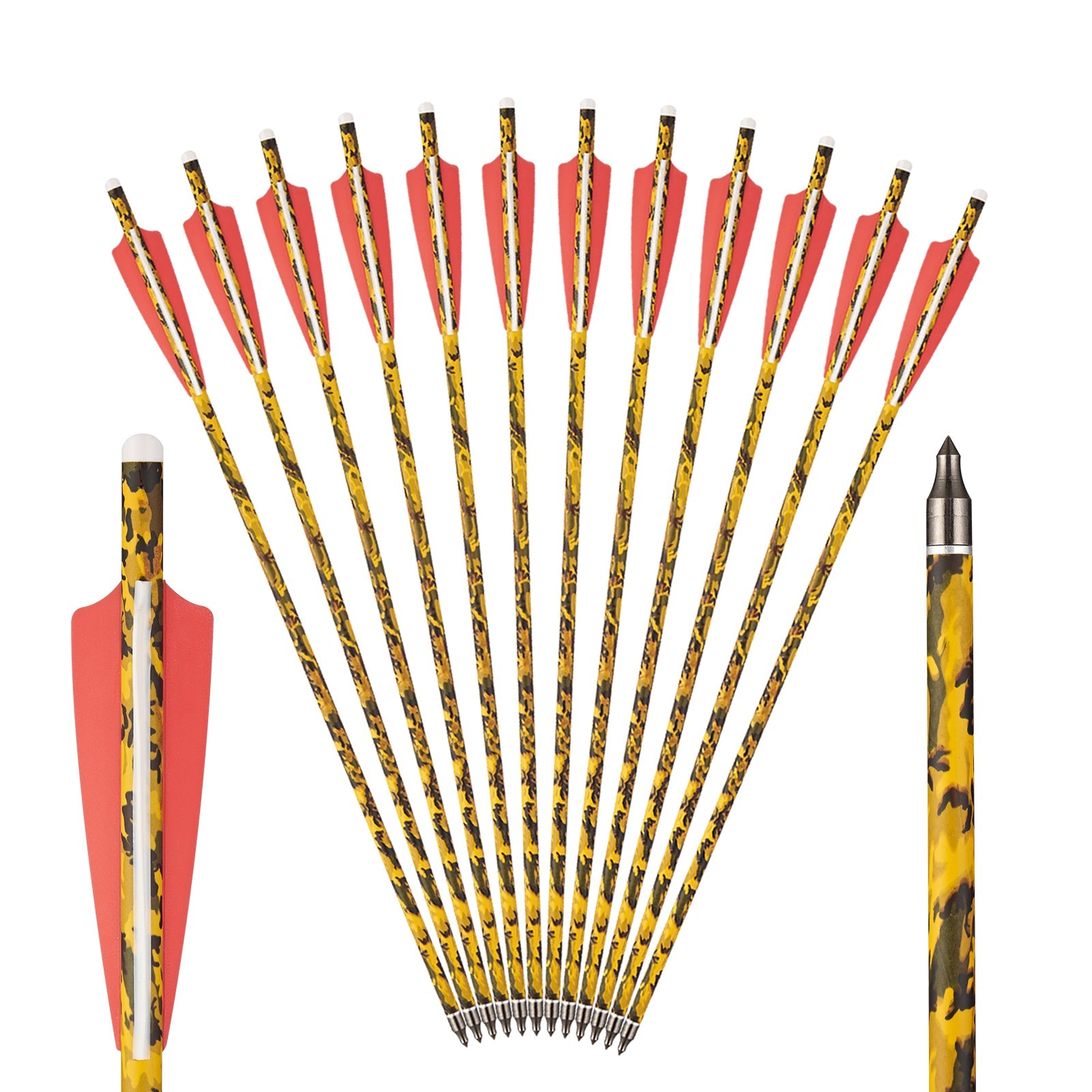 12x 20" Camou Carbon Crossbow Bolts Archery Arrows 4" Shield Vanes Tar ...