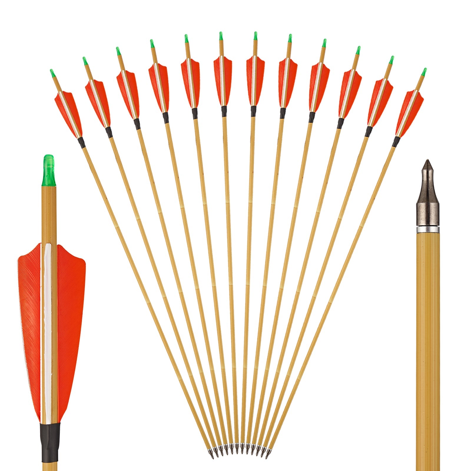 31.5" Wood/Bamboo Coated Carbon Archery Arrows Turkey Feathers Target ...