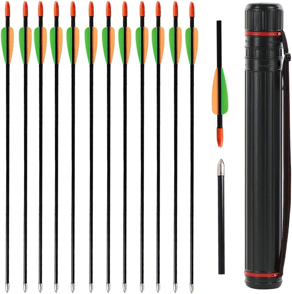 Kids Youth 27-28" Fiberglass Archery Arrows Training with Adjustable T ...