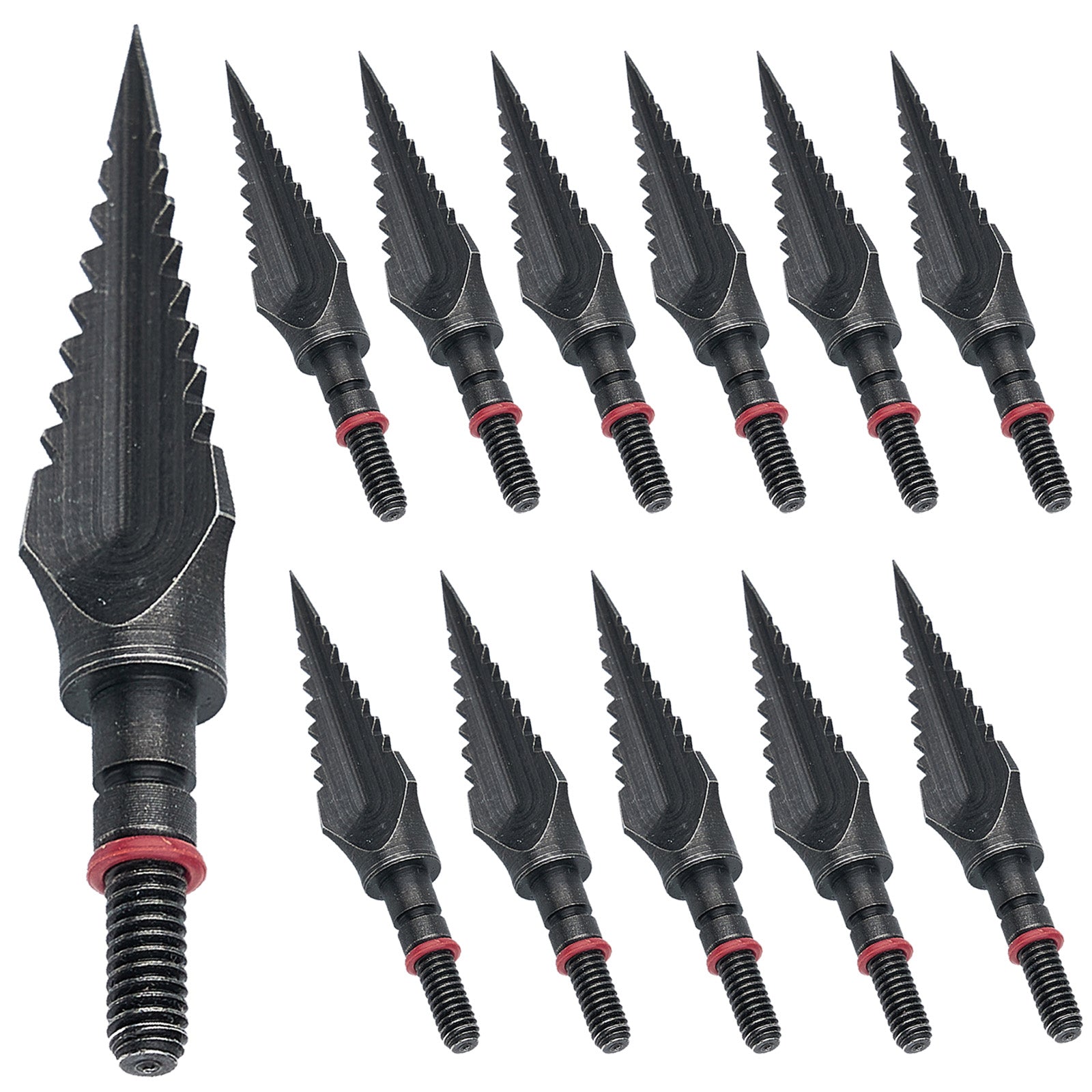 12x 125-grain Sawtooth Screw-in Broadheads Arrowheads Black Carbon Ste ...